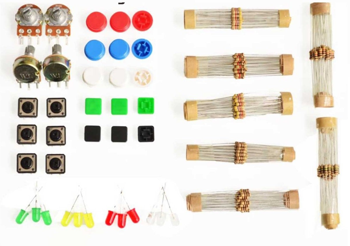 Arduino Uno Starter Kit (Resistors, LED's, Potentiometers and switches ...